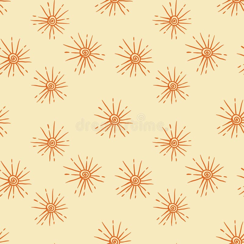 Abstract Sun Pattern in Hand Drawn Style Stock Illustration ...