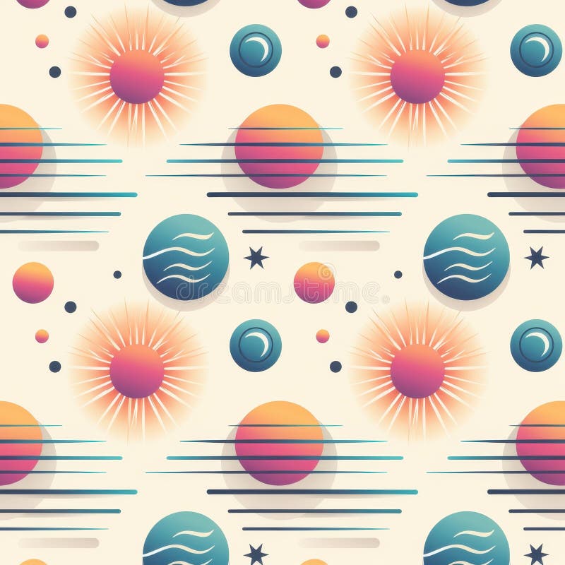 Abstract Sun and Planet Pattern Stock Illustration - Illustration of ...