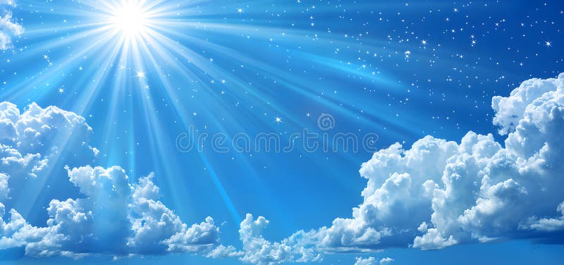 Abstract with Sun Rays and Sunburst Pattern Sky Blue Background High ...