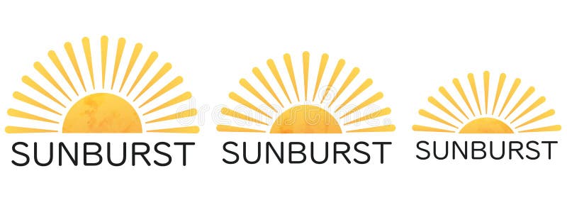 Abstract Sun Sign with Rays, Sunset, Sunrise. Half Sun and Sunlight ...