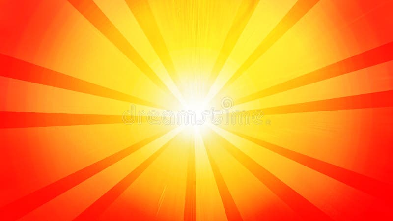 Abstract of Sun, Yellow Radius on Red Background with White on the ...