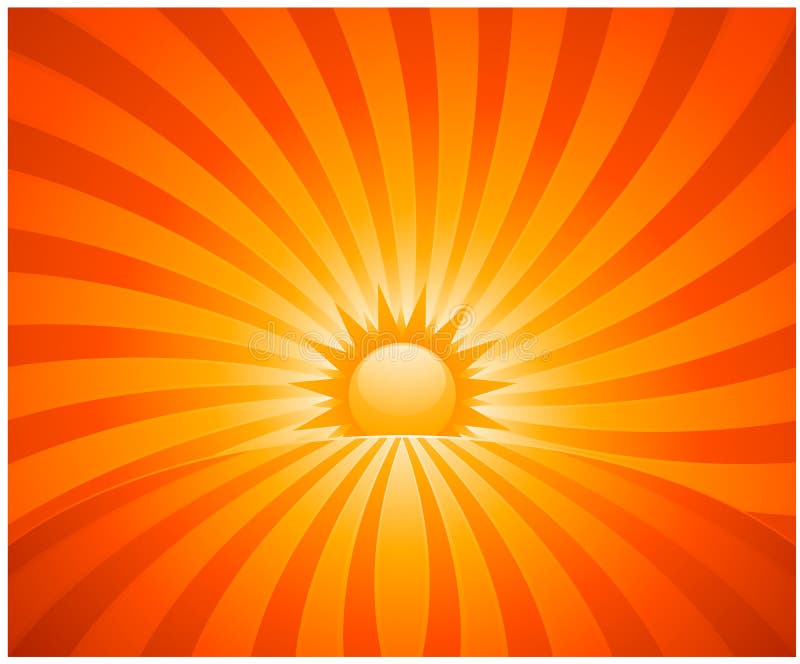 Abstract Orange Background with Sun Light Rays Stock Vector ...