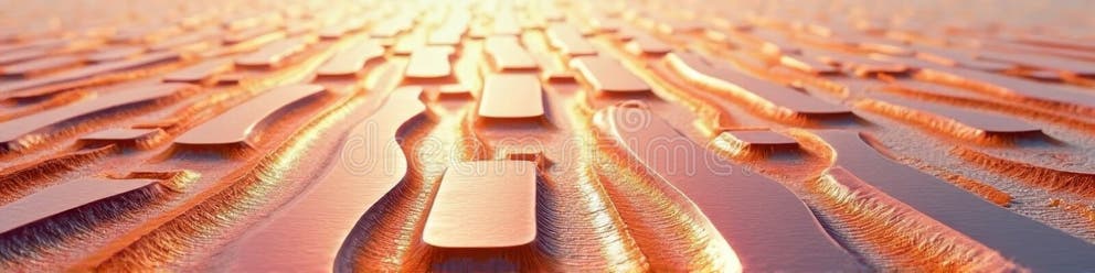 Abstract Sunlit Patterns on Metallic Surface at Sunset Stock ...