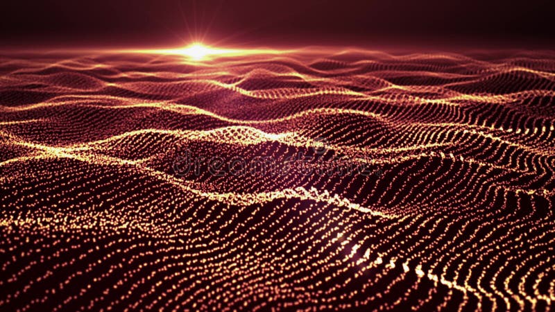 Abstract Sunset Background with Shiny Golden Waves Made of Stripes with ...