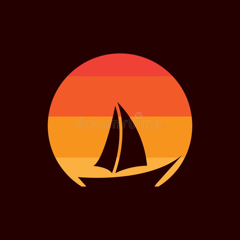 Abstract Sunset with Boat Logo Design Vector Graphic Symbol Icon ...