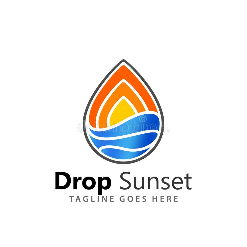 Abstract Sunset Drop Wave Logos Design Vector Illustration Template ...