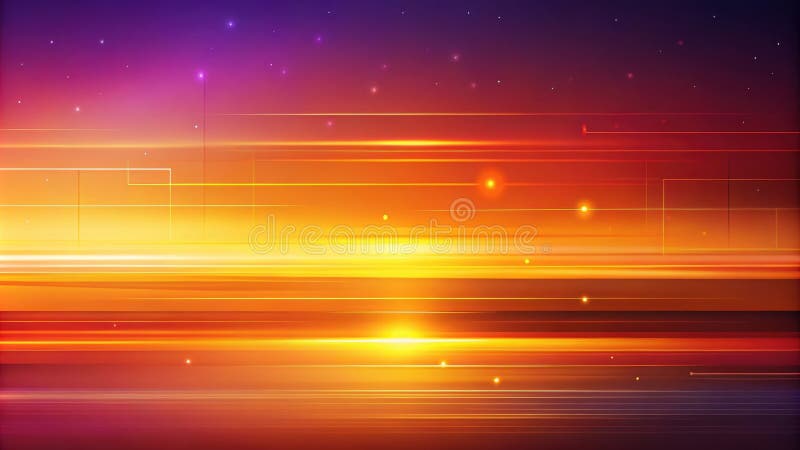 Abstract Sunset with Dynamic Light Streaks and Geometric Grid Overlay ...