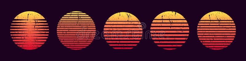 Abstract Sunset Gradient with Five Textured Ovals Stock Illustration ...