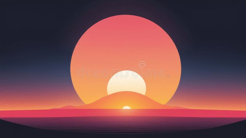 Abstract Sunset with Layered Circles Stock Illustration - Illustration ...