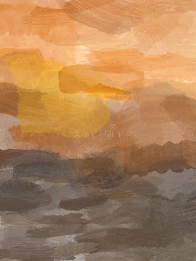 Abstract Sunset Painted Background with Scratches and Brush Strokes ...