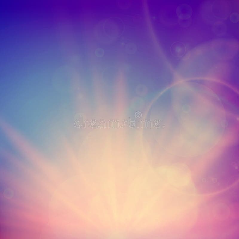 Abstract Sunset on Sky with Lenses Flare. Stock Vector - Illustration ...