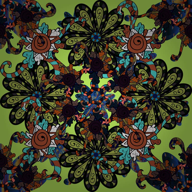 Doodles Black, Blue and Green on Colors Stock Illustration ...