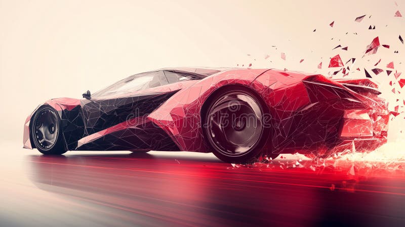 Abstract Supercar Side Profile in Motion with Polygonal Geometric Style ...