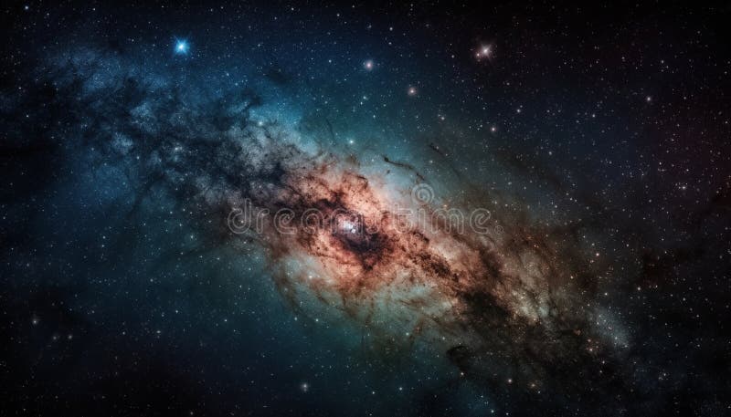 Abstract Supernova Exploding in Spiral Galaxy, a Glowing Star Field ...