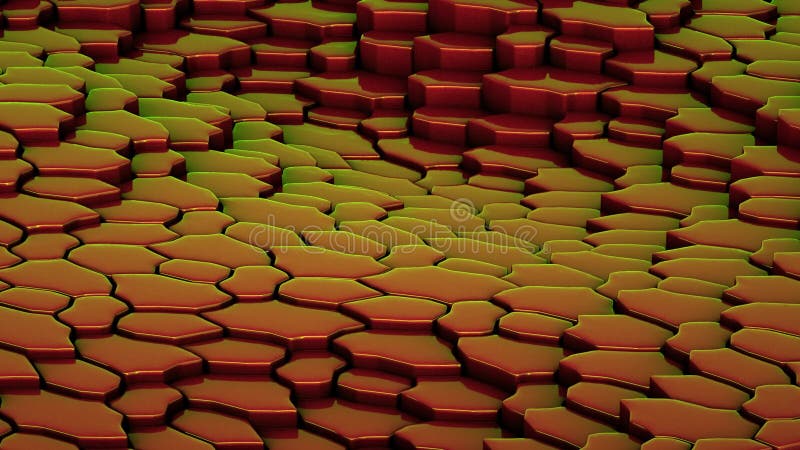3D Abstract Surface of Many Particles in Wavy Motion. Design. Rippling ...