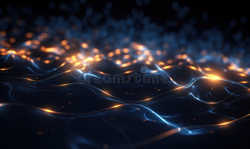 Abstract Surface with Waves and Glowing Lights Stock Illustration ...