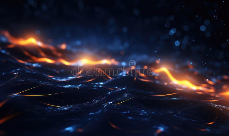 Abstract Surface with Waves and Glowing Lights Stock Illustration ...