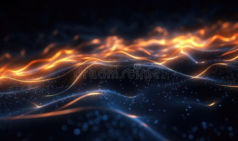 Abstract Surface with Waves and Glowing Lights Stock Illustration ...