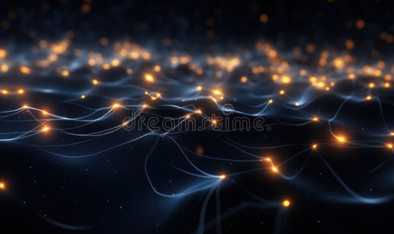Abstract Surface with Waves and Glowing Lights Stock Illustration ...