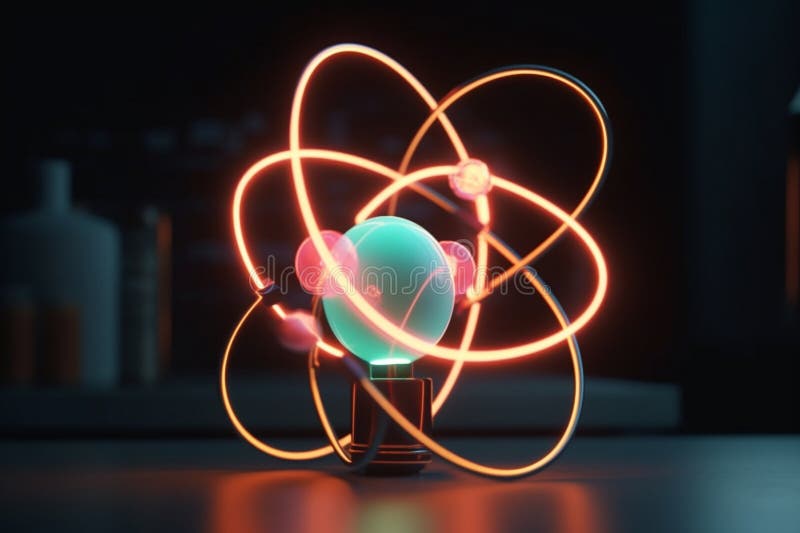 Abstract and Surreal Atom Model Lightning and Visualization Stock ...