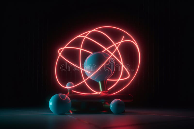 Abstract and Surreal Atom Model Lightning and Visualization Stock ...