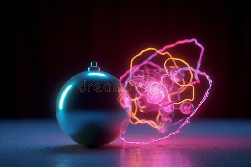 Abstract and Surreal Atom Model Lightning and Visualization Stock ...