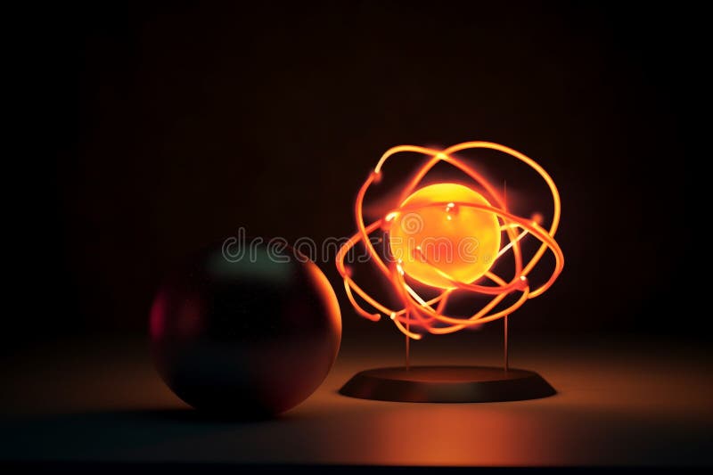 Abstract and Surreal Atom Model Lightning and Visualization Stock ...