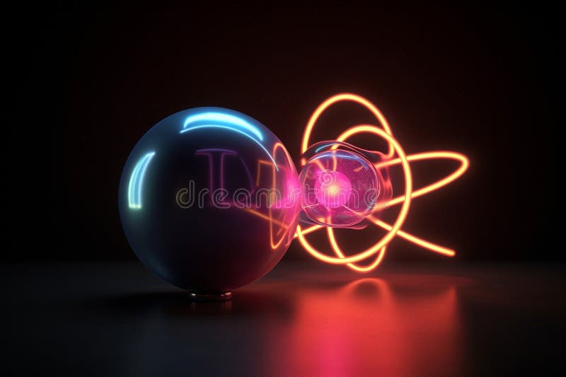 Abstract and Surreal Atom Model Lightning and Visualization Stock ...