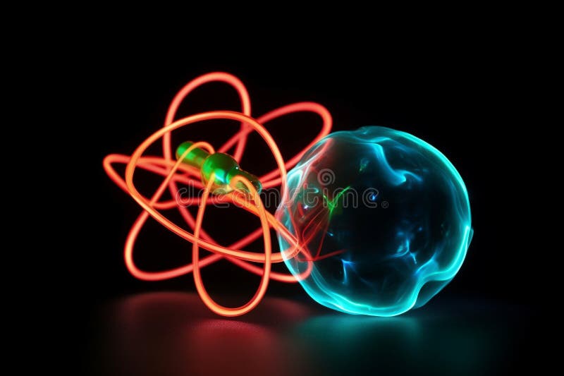 Abstract and Surreal Atom Model Lightning and Visualization Stock ...