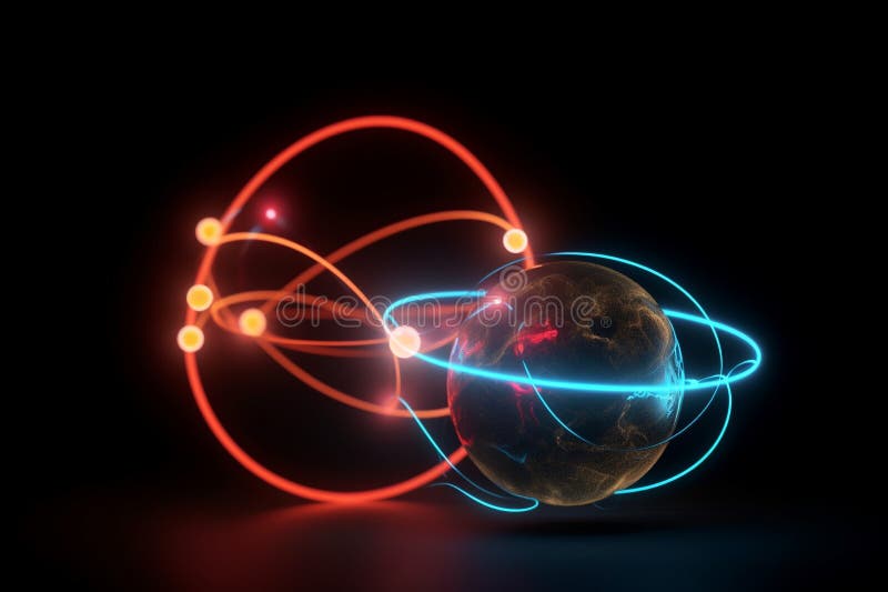 Abstract and Surreal Atom Model Lightning and Visualization Stock ...