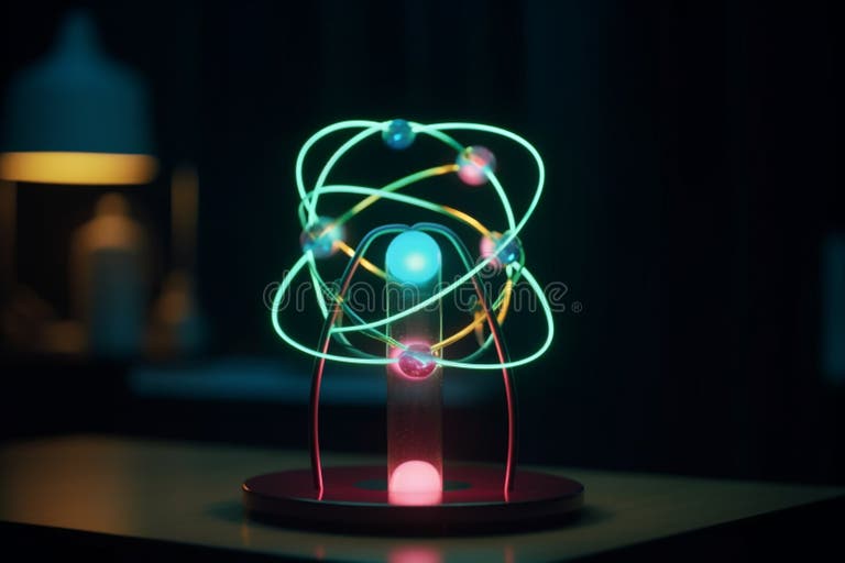 Abstract and Surreal Atom Model Lightning and Visualization Stock ...