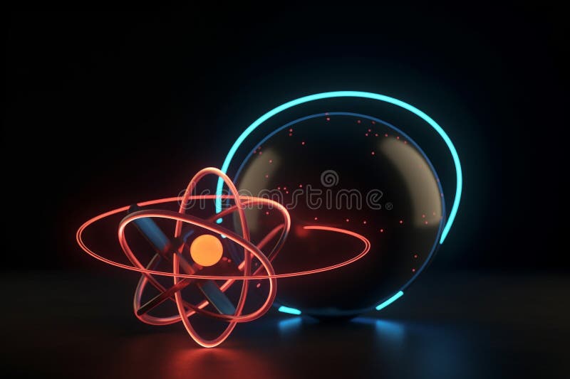 Abstract and Surreal Atom Model Lightning and Visualization Stock ...