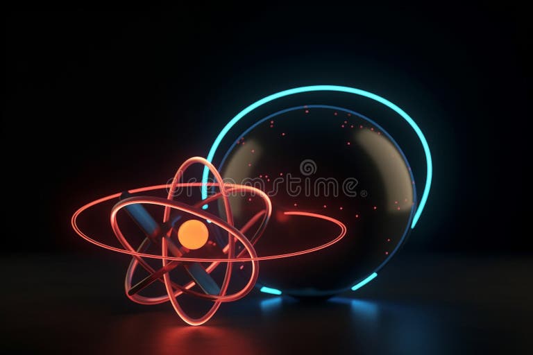 Abstract and Surreal Atom Model Lightning and Visualization Stock ...