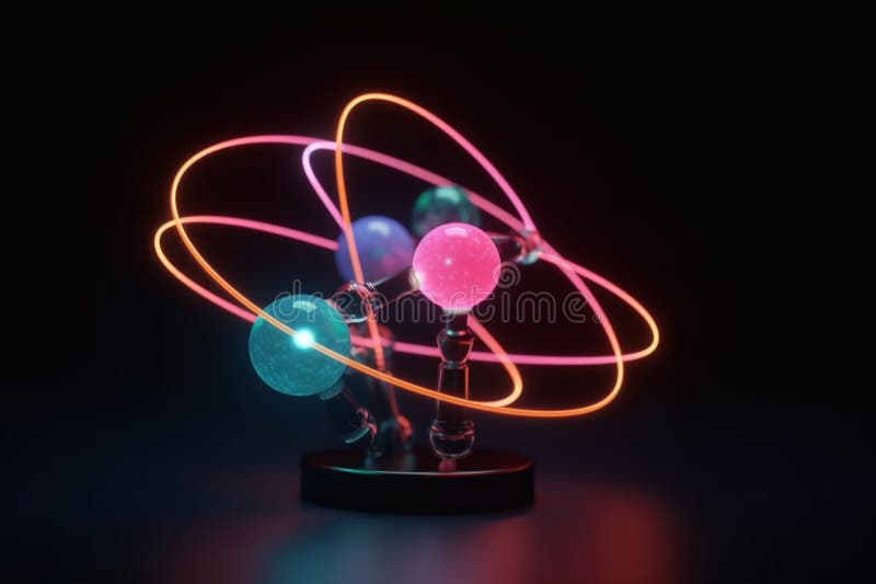 Abstract and Surreal Atom Model Lightning and Visualization Stock ...