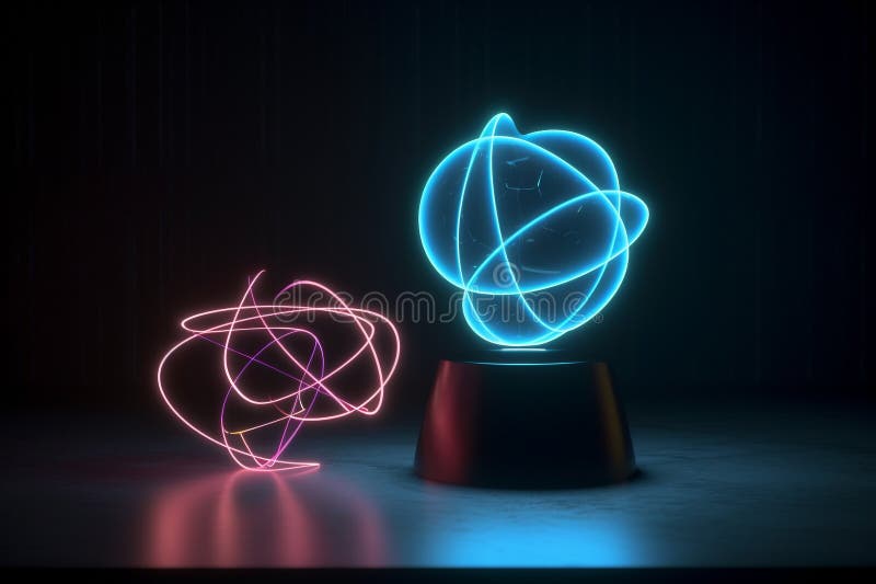 Abstract and Surreal Atom Model Lightning and Visualization Stock ...