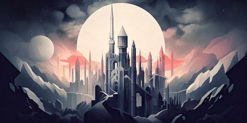 Abstract Surreal Castle Poster. Created with AI Tools Stock ...