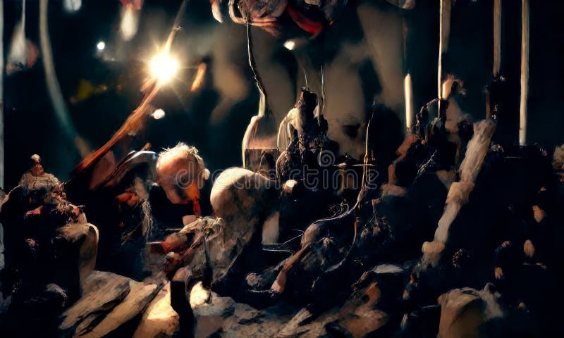 Abstract Surreal Scene with Distorted Figures and Objects Stock Image ...