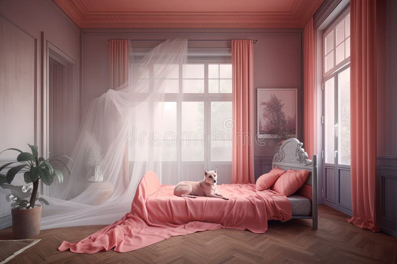 Abstract Surreal Interior of Lightened Room with Strange Decorations ...