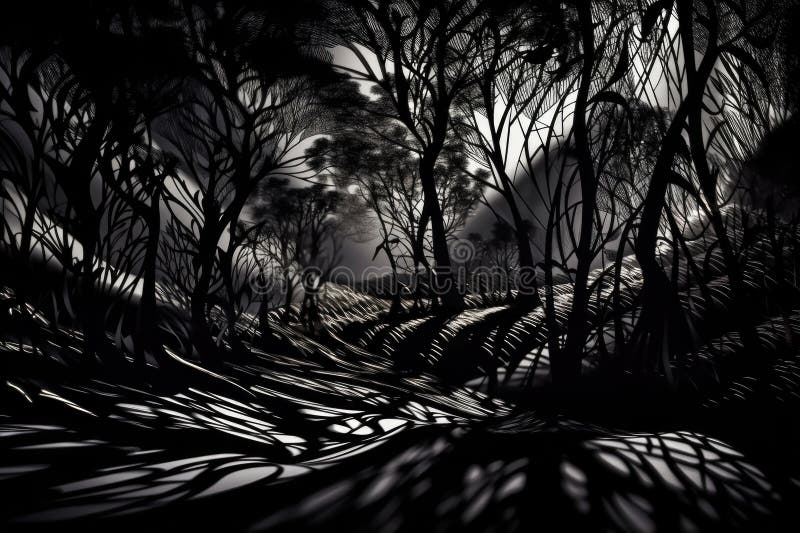 Abstract and Surreal Landscape with Intricate Patterns of Light and ...