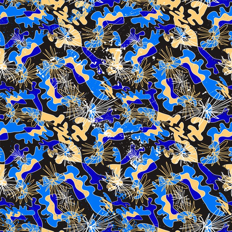 Abstract Surreal Seamless Colorful Artwork with Hand Drawn Patterns ...