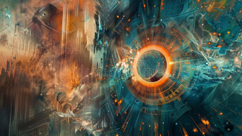 Abstract Surrealism with Cyber Defense Themes. Stock Illustration ...