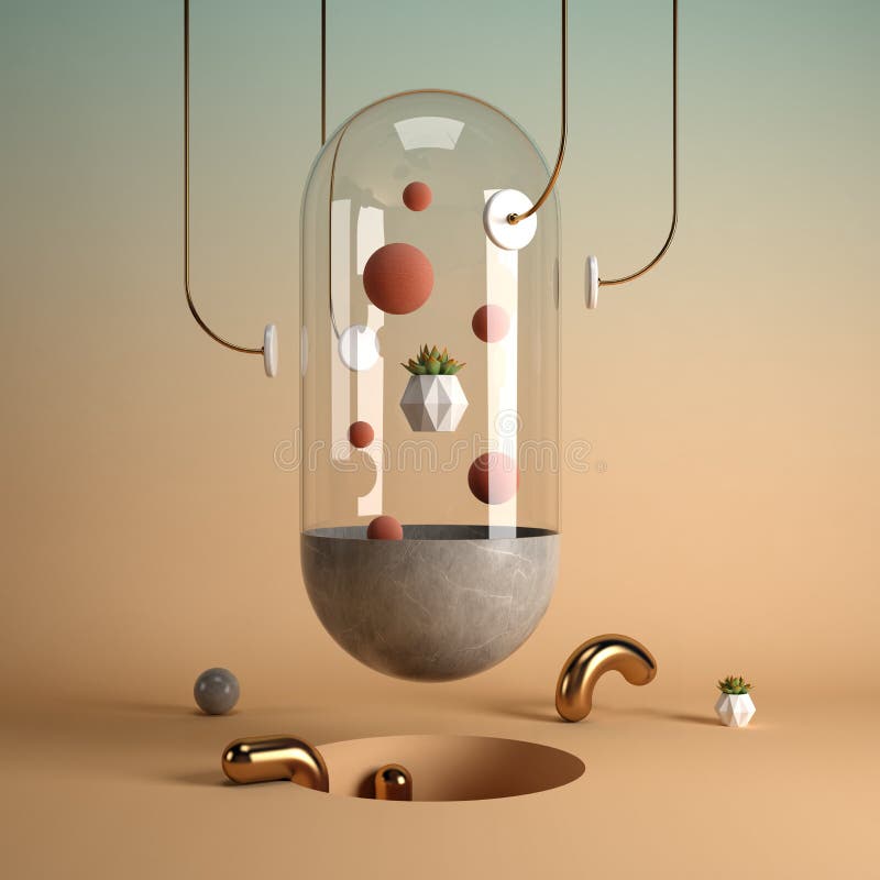 Abstract Surrealism Shape Art 3D Rendering Stock Illustration ...