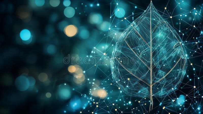 Abstract Sustainability Digital Leaf on Green Technology Background ...