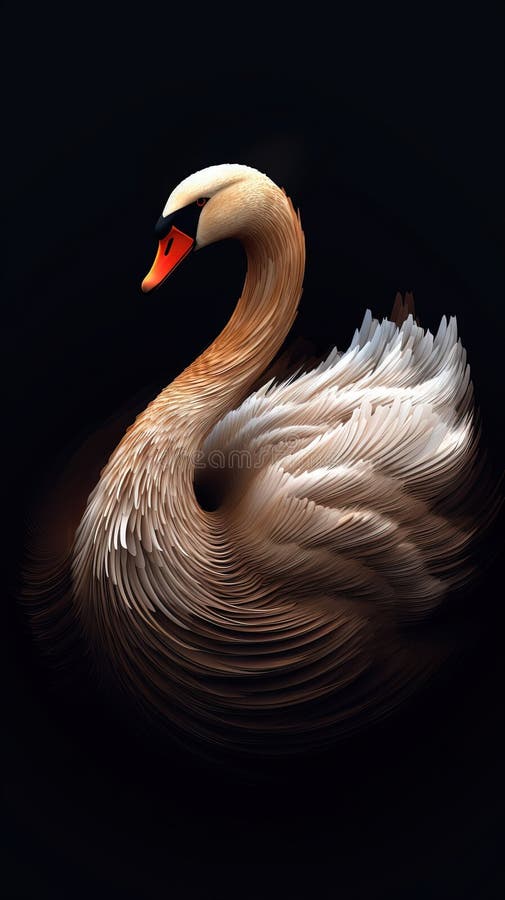 Abstract Swan on Dark Background. Generative AI Stock Illustration ...