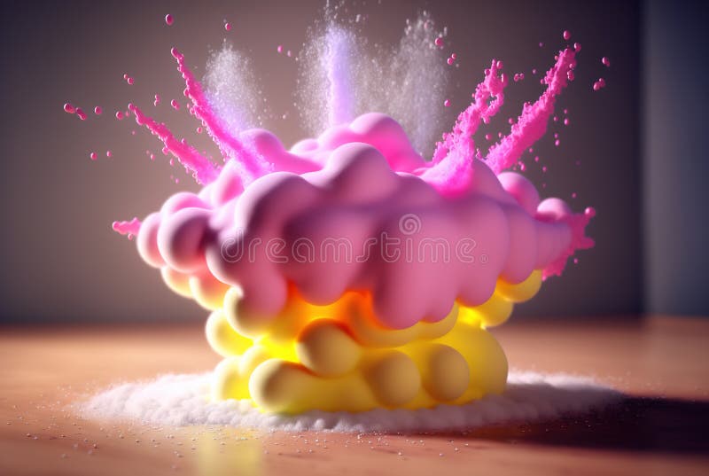 Abstract Sweet Foam Clouds with Splashing Forms and Drops. Colorful ...