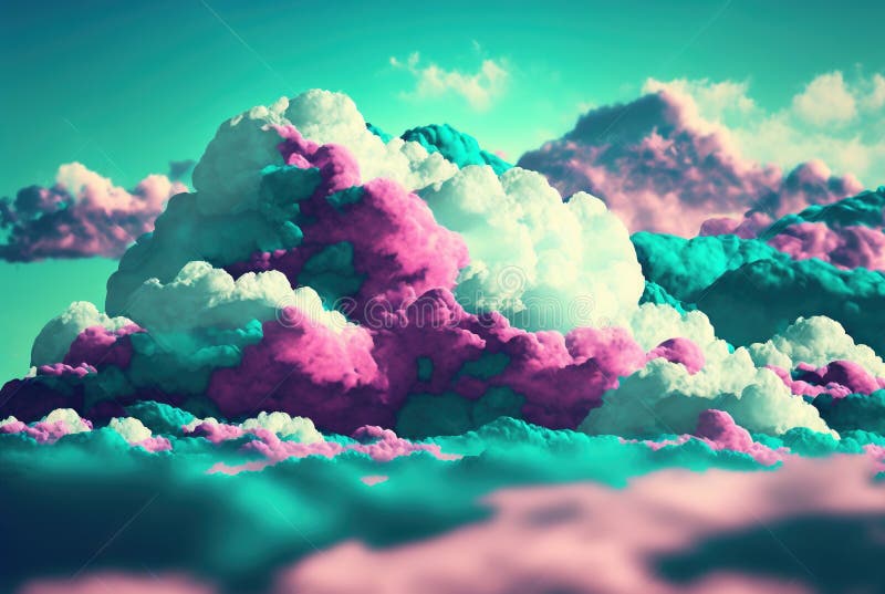 Abstract Sweet Foam Clouds with Splashing Forms and Drops. Colorful ...