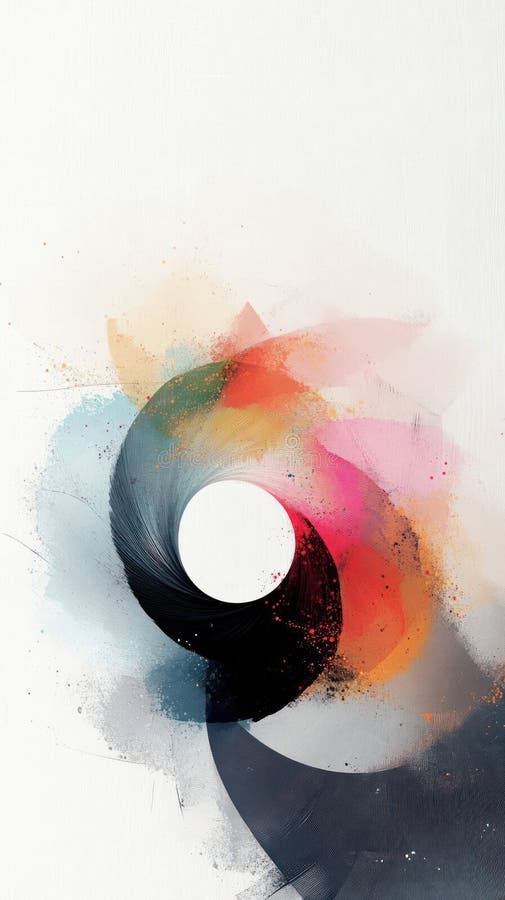 Abstract Swirl Design with Vibrant Colors and a Central White Circle ...