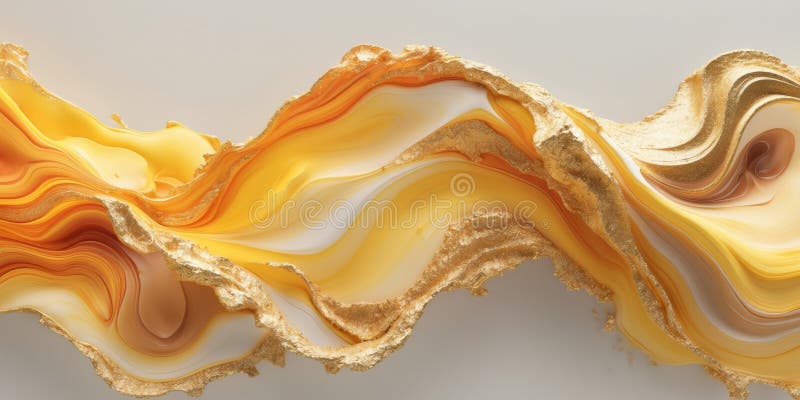 Abstract Swirl of Orange Yellow and Gold Liquid Marble Texture ...