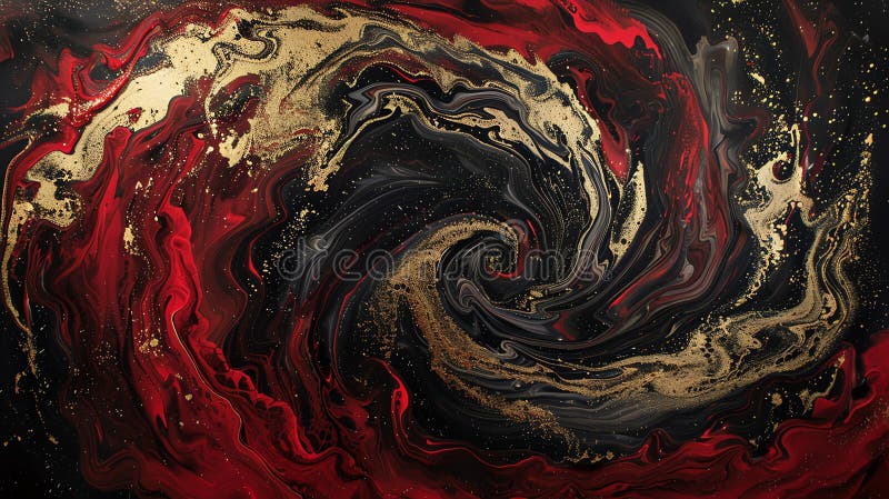 Abstract Swirl. Red, Black, and Gold Fluid Art Background Stock Photo ...