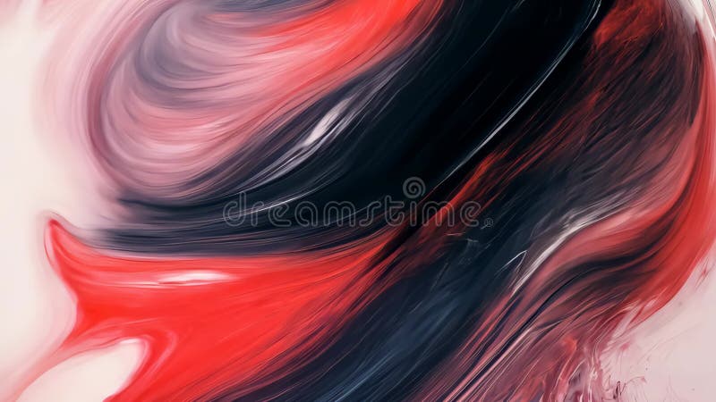 Abstract Swirl of Red and Black Paint with Fluid Texture Stock Footage ...